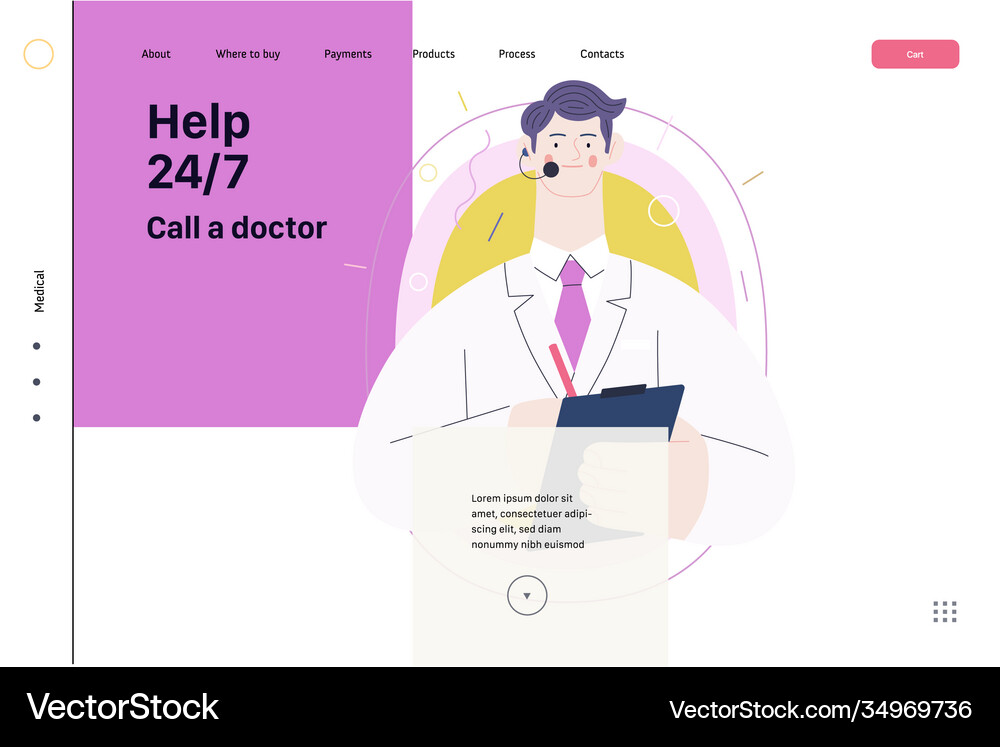 Medical insurance template - help 24 per 7 call Vector Image