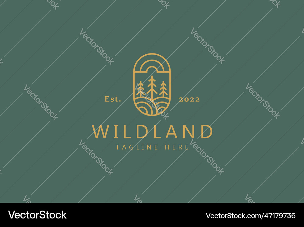 Natural outdoor pine tree logo badge template Vector Image