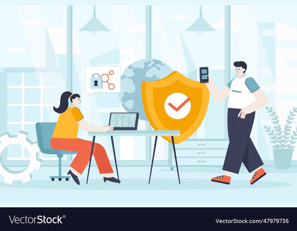 Network security concept in flat design security Vector Image