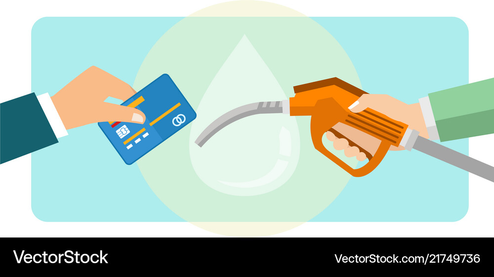 Paying gasoline fuel using debit and credit card Vector Image