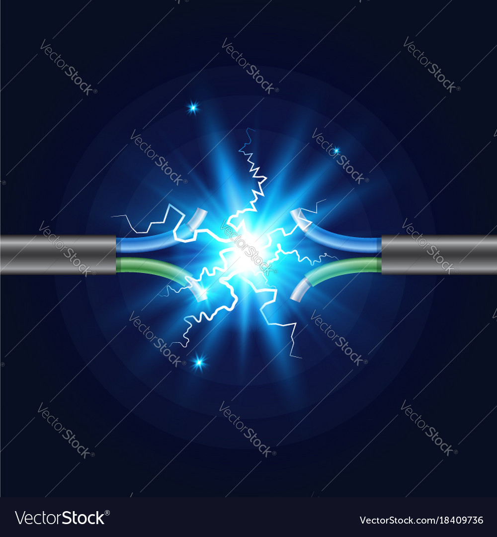 Three-core electric cable break Royalty Free Vector Image