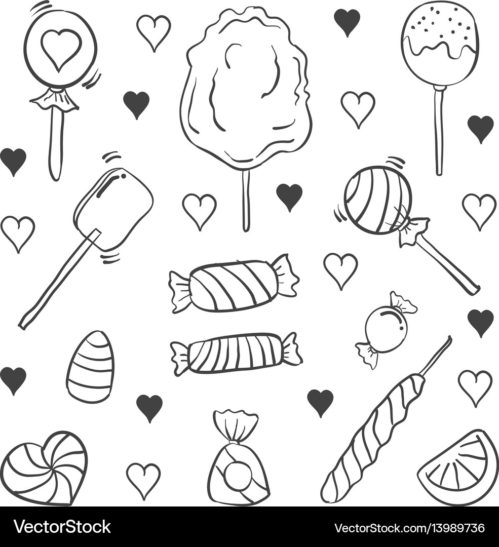 Various candy doodle style hand draw Royalty Free Vector