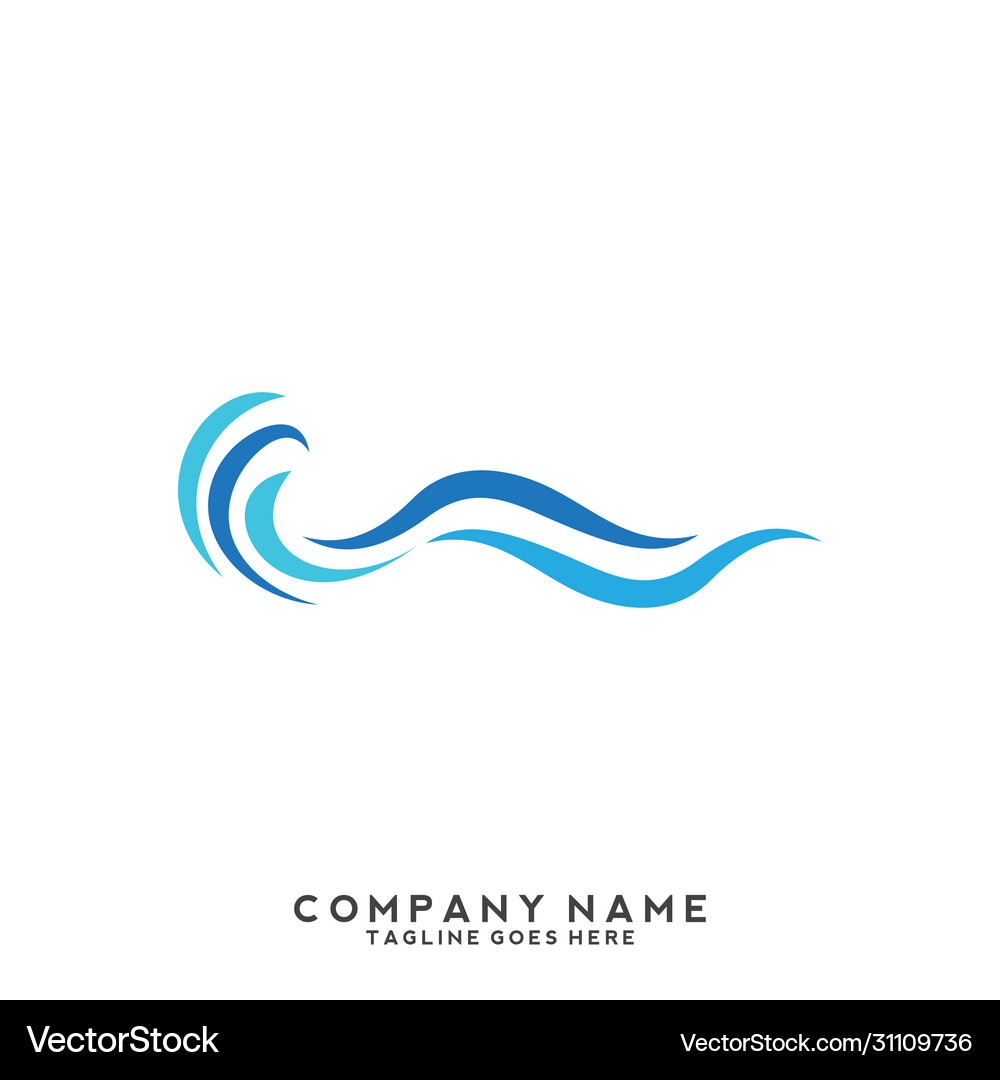 Water wave symbol and icon logo template Vector Image