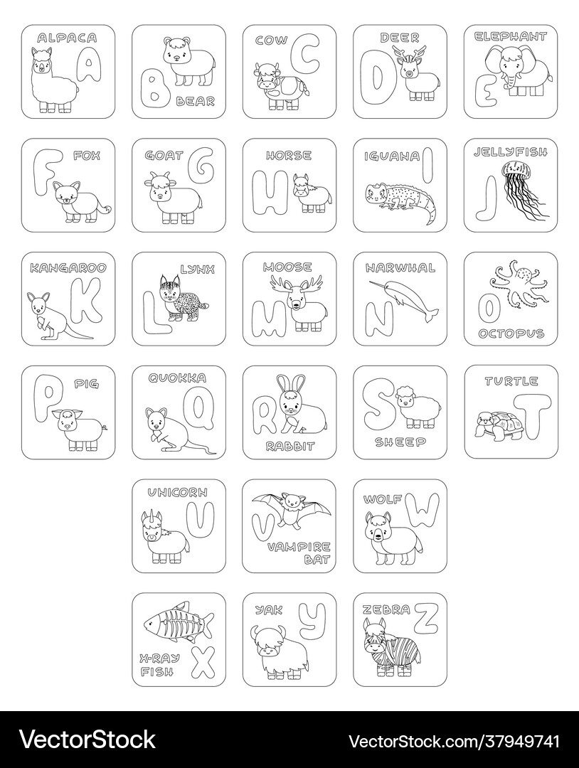 Black and White Alphabet Cards Royalty Free Vector Image