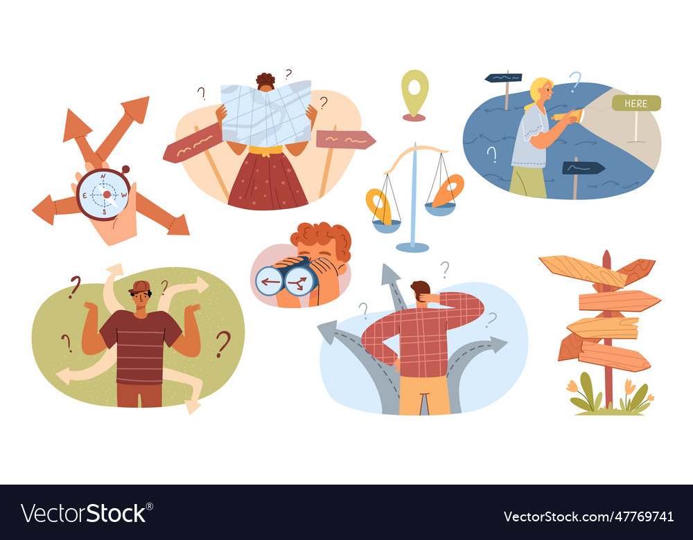 Choosing from multiple directions solutions path Vector Image