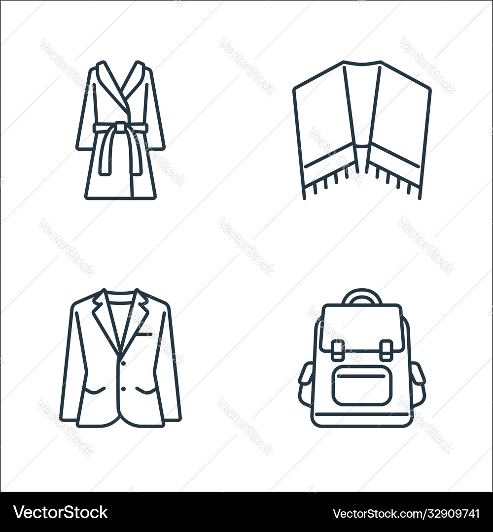 Clothes and outfit line icons linear set quality Vector Image