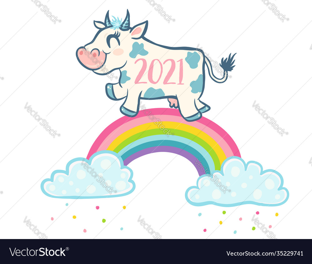 Cute cow like symbol 2021 year Royalty Free Vector Image