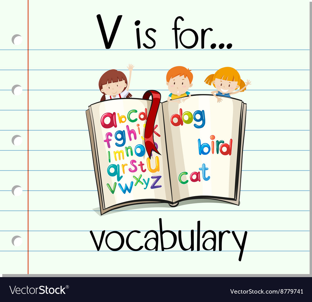 Flashcard letter v is for vocabulary Royalty Free Vector