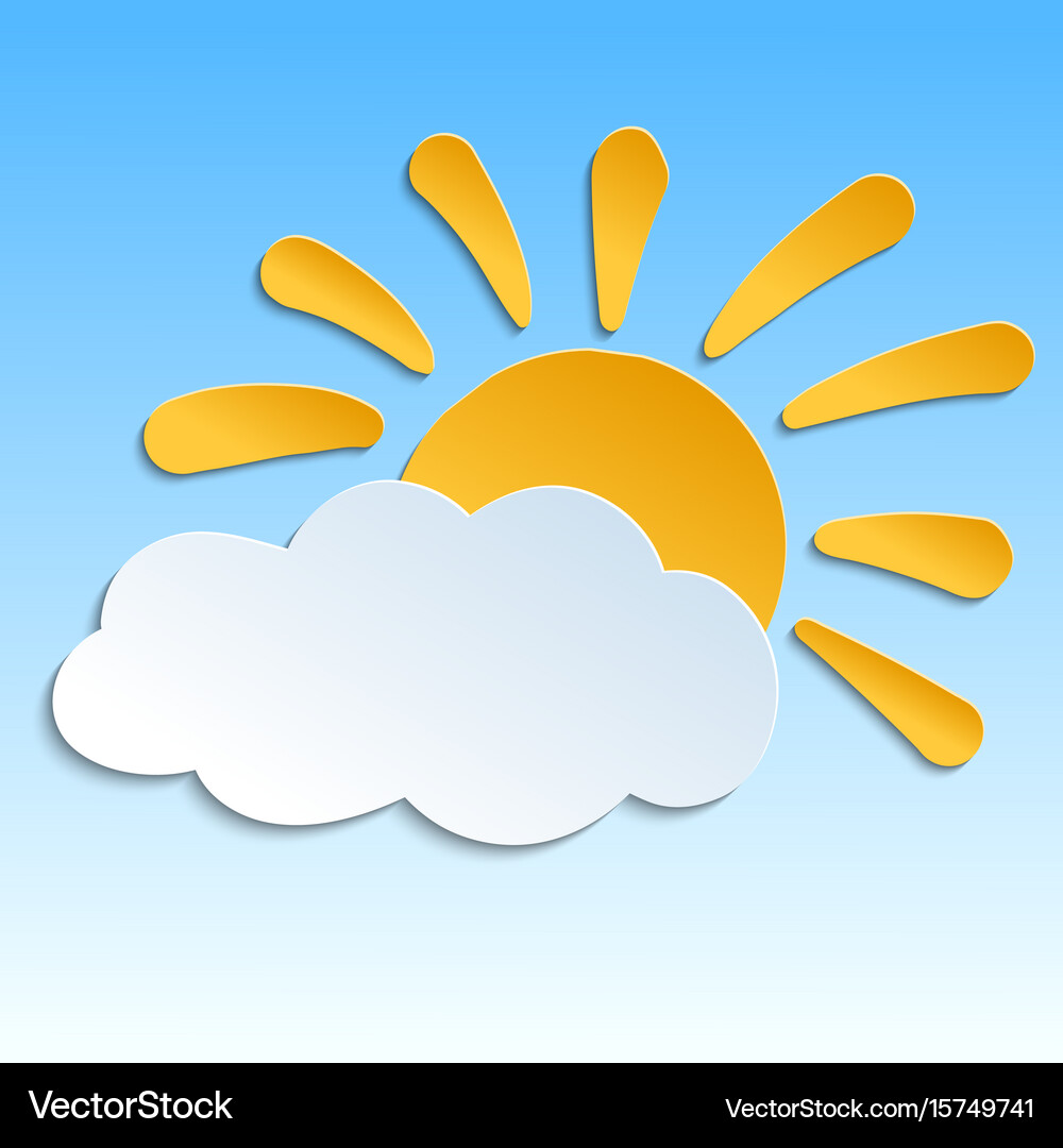 Icon with paper sun and cloud shadow Royalty Free Vector