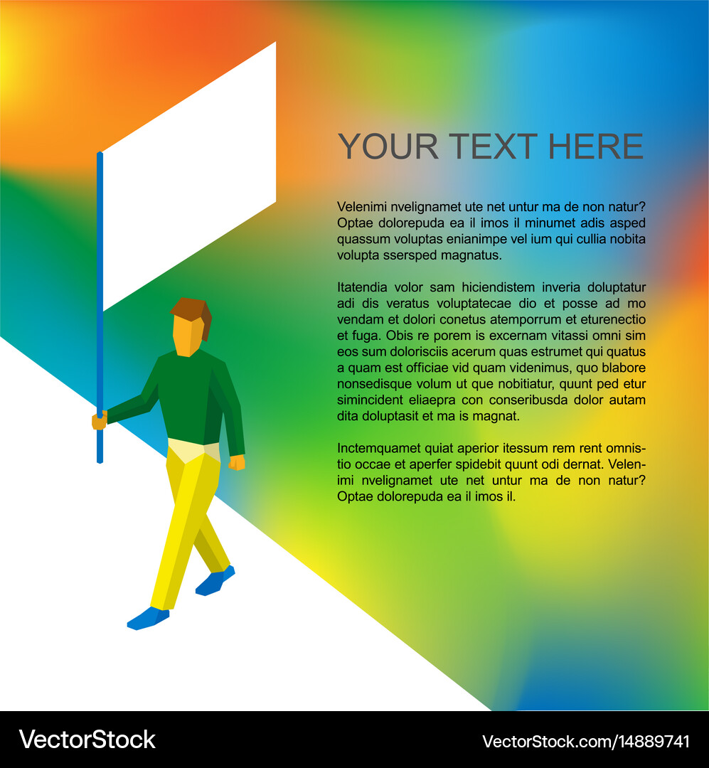 Isometric flag bearer on colorful background Vector Image