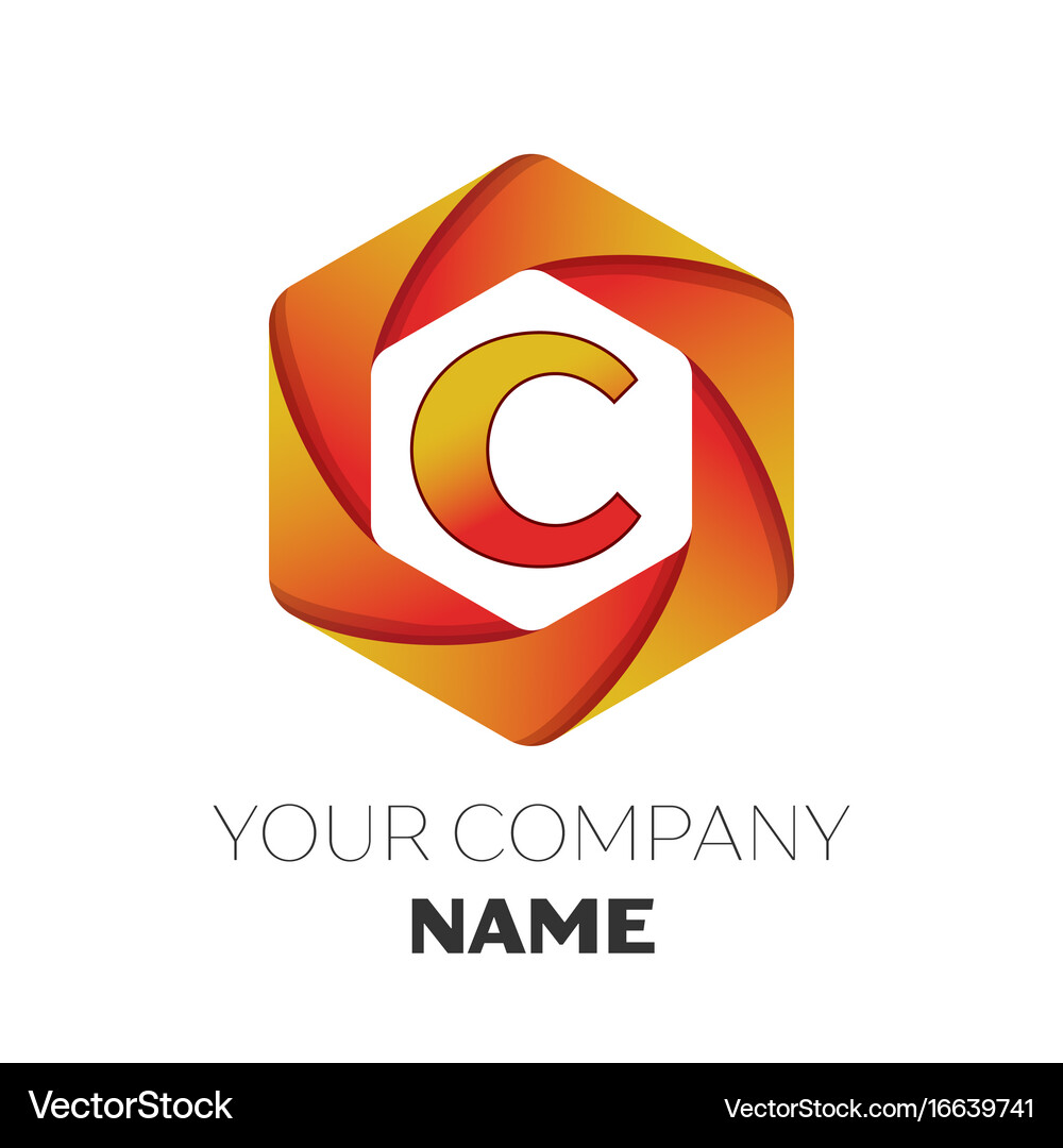 Letter c logo symbol on colorful hexagonal Vector Image