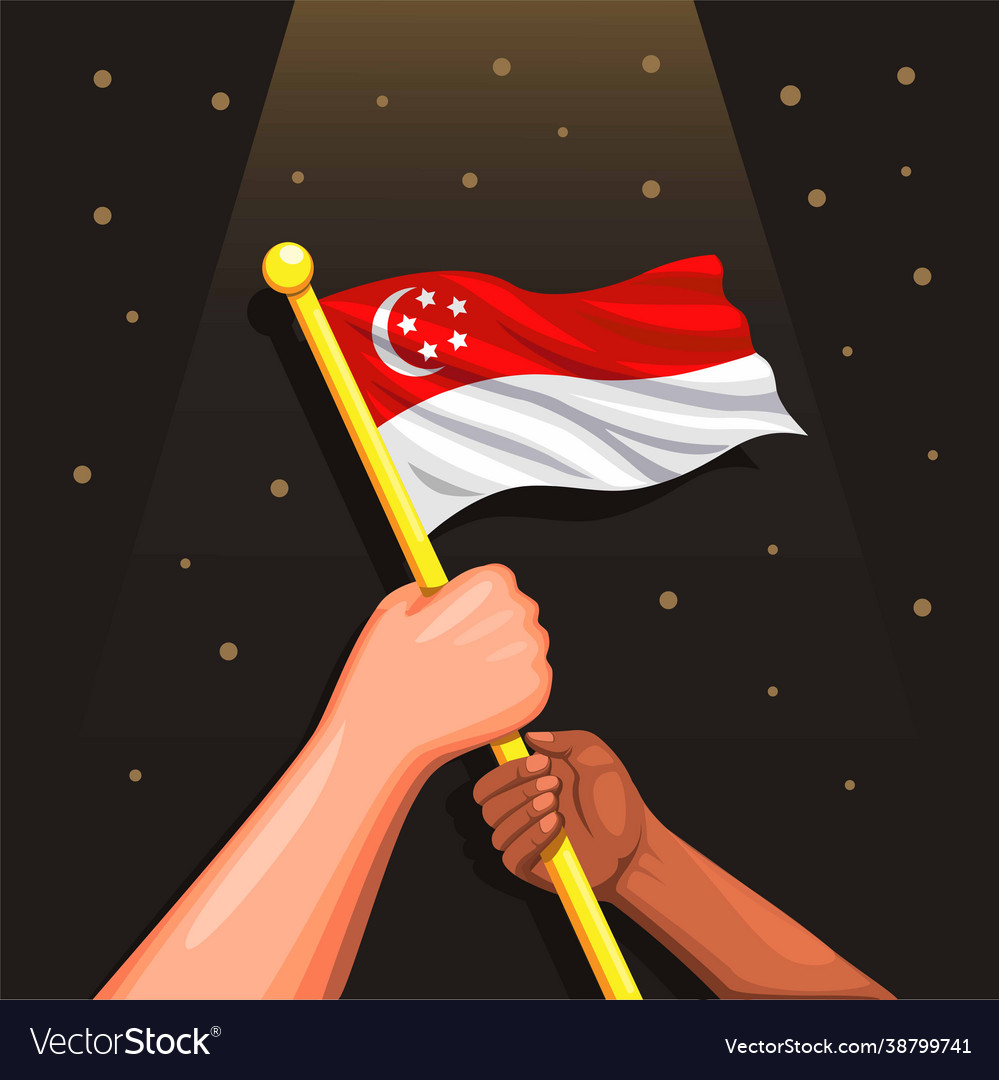 People holding singapore flag symbol Royalty Free Vector