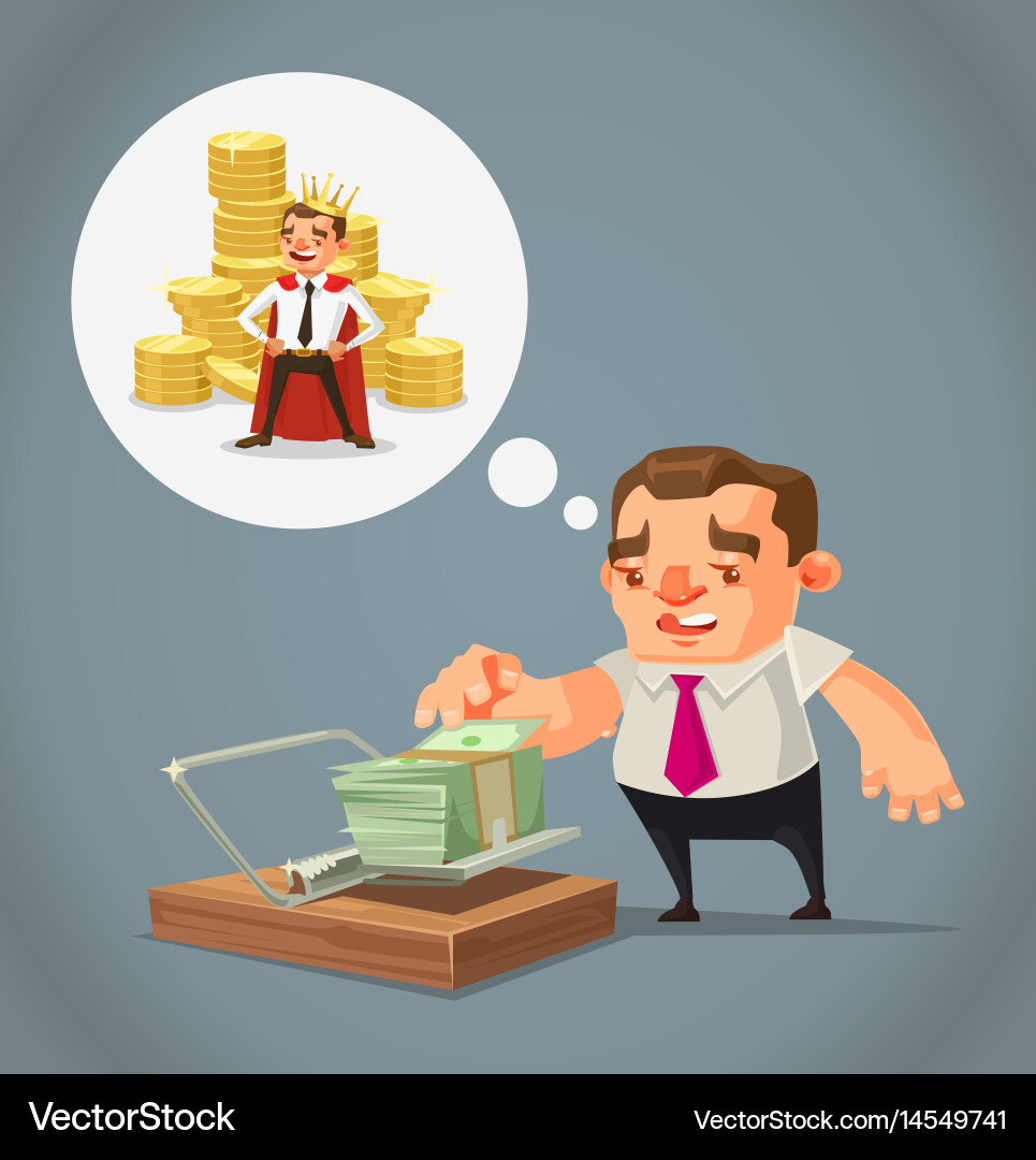 Ruined unemployed businessman character Royalty Free Vector