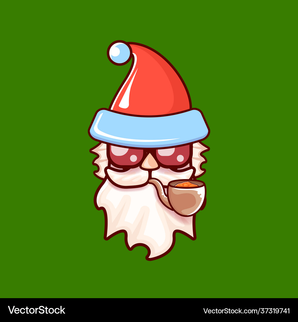 Santa claus head with red hat smoking pipe Vector Image