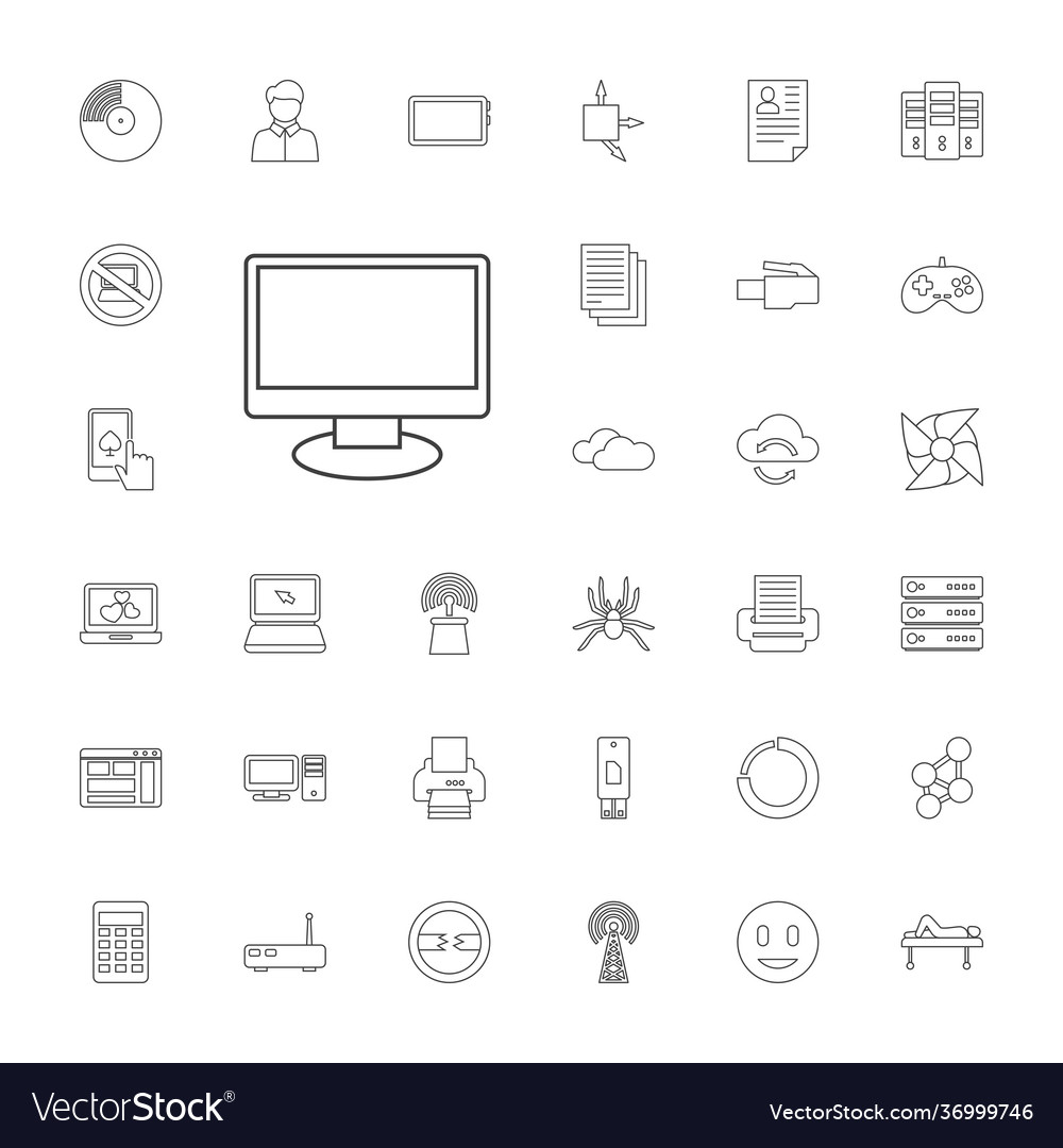 33 computer icons Royalty Free Vector Image - VectorStock
