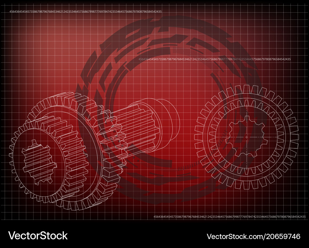 3d model of a cogwheel on red Royalty Free Vector Image
