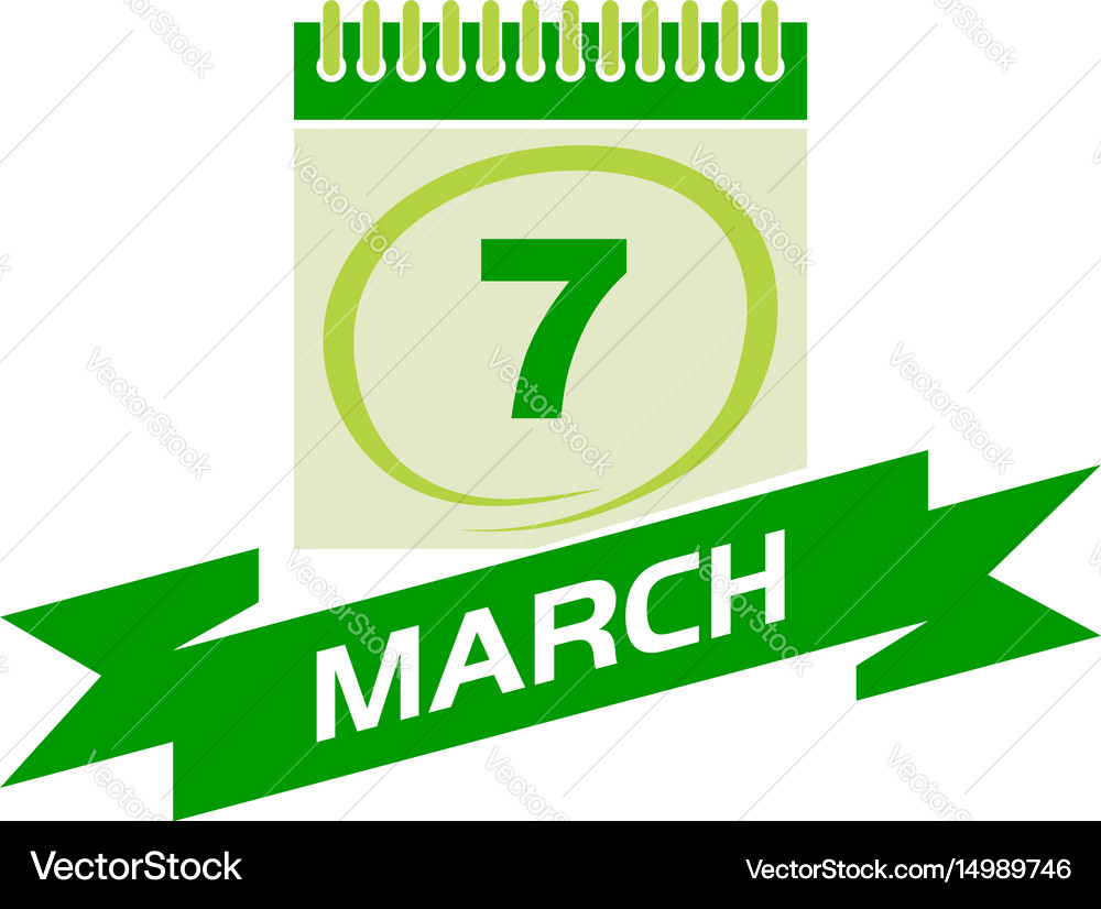 7 march calendar with ribbon Royalty Free Vector Image