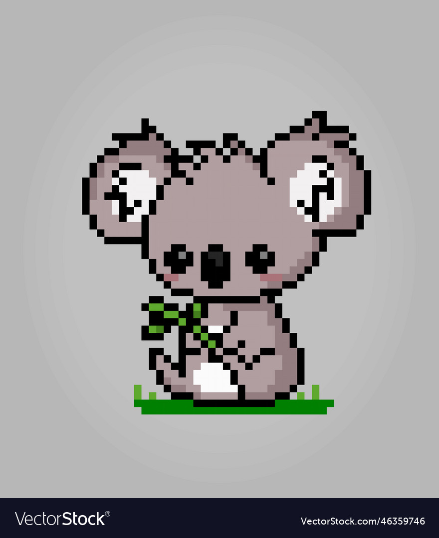 8 bit pixel koala animal pixels for game assets Vector Image