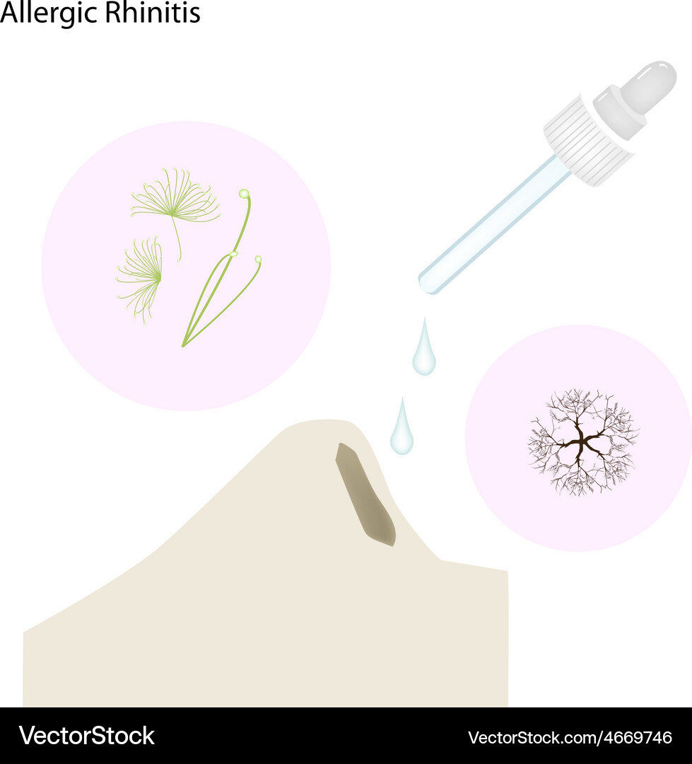 Allergic rhinitis patient with nose drops Vector Image
