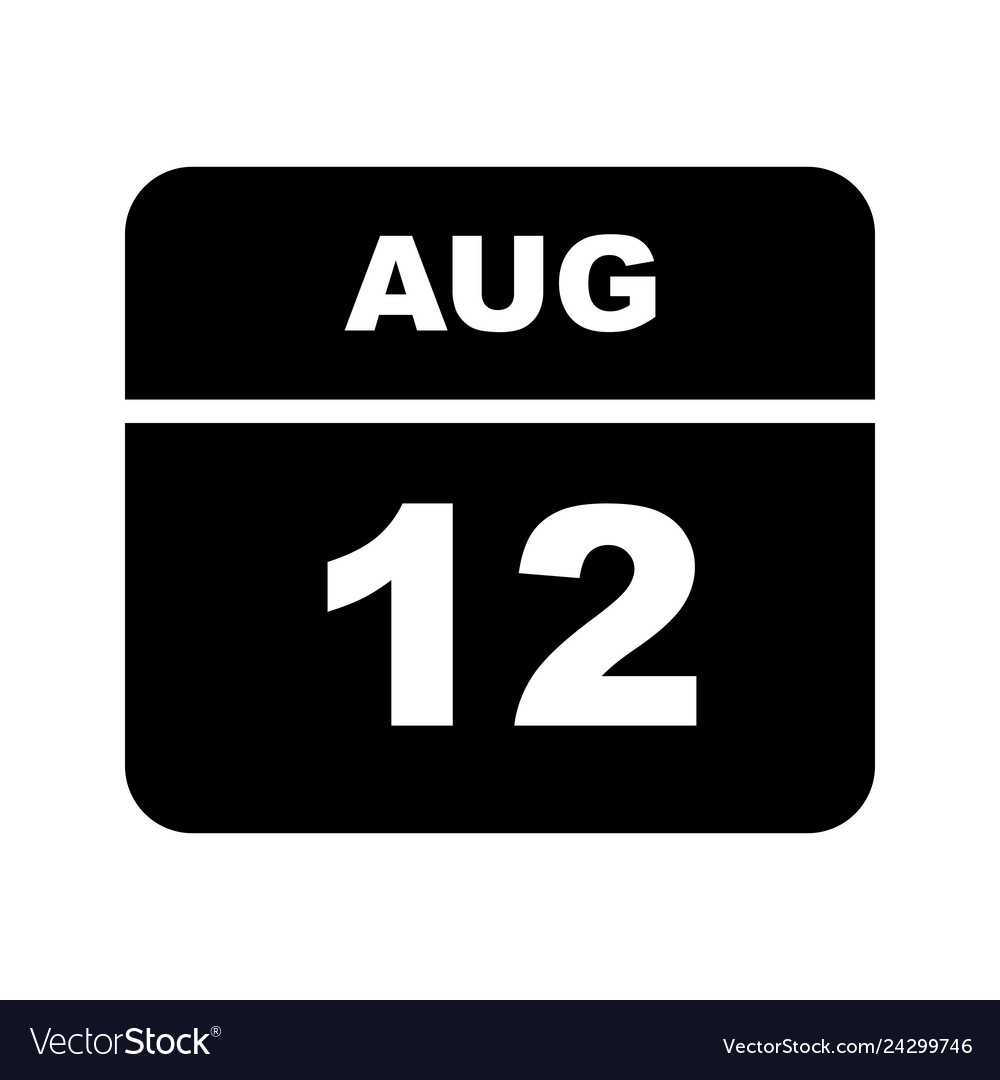 August 12th date on a single day calendar Vector Image