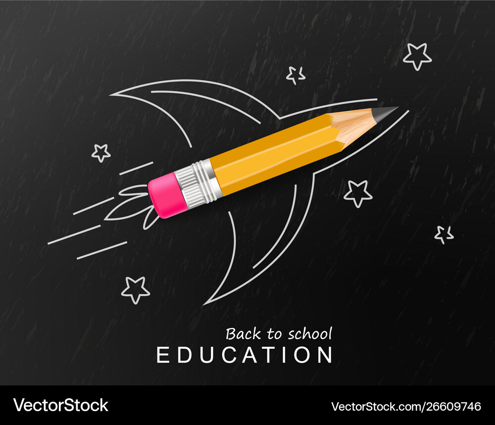 Back to school creative realistic crayon Vector Image