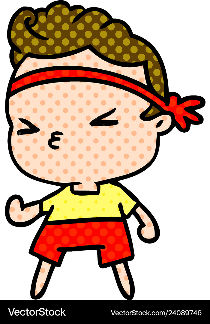 Cartoon kawaii working out boy Royalty Free Vector Image