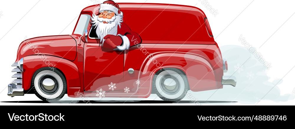 Cartoon retro christmas van Royalty Free Vector Image