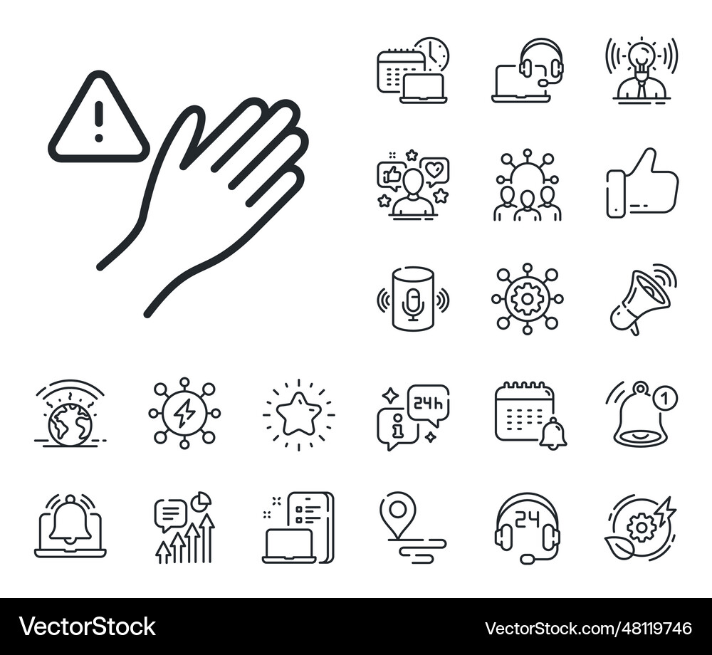 Dont touch line icon hand warning sign place Vector Image