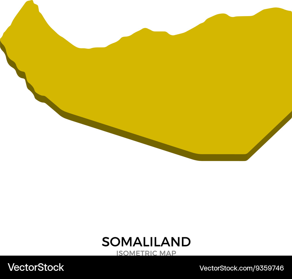 Isometric map of somaliland detailed Royalty Free Vector