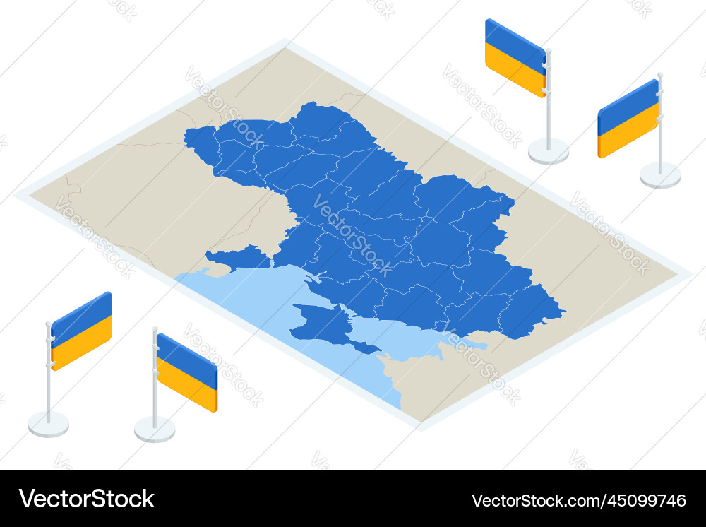 Isometric ukraine flag and map ukraine Royalty Free Vector