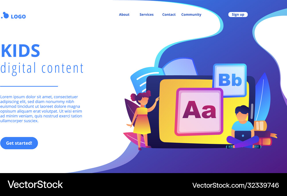 Kids digital content concept landing page Vector Image