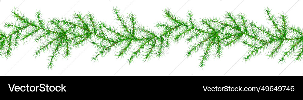 Merry christmas tree branches garland long border Vector Image
