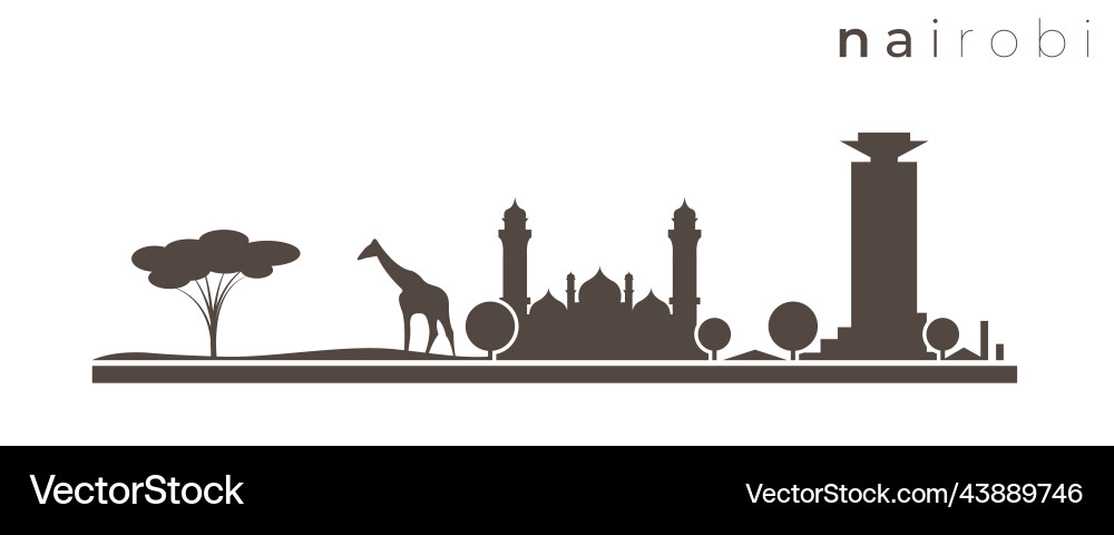 Nairobi simple monochrome stylish skyline Vector Image