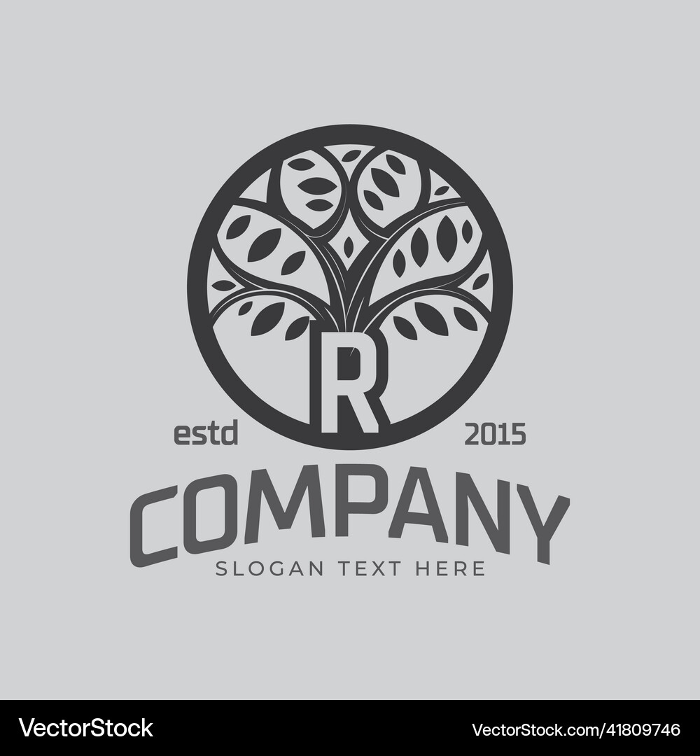 Nature trees logo design letter r Royalty Free Vector Image