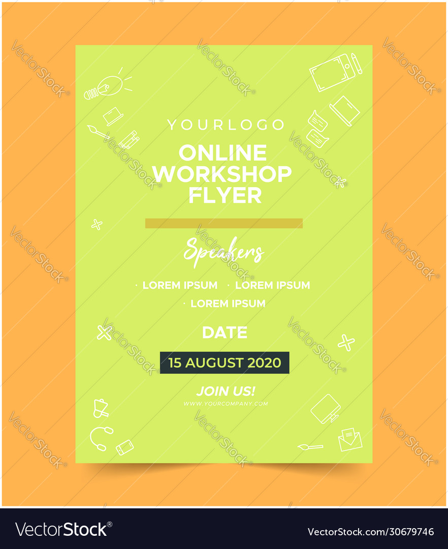 Online workshop flyer design Royalty Free Vector Image