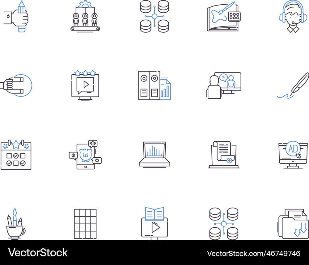 Operations management outline icons collection Vector Image
