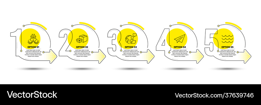 Packing boxes ship and paper plane icons set Vector Image