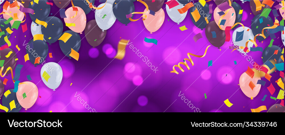 Party purple balloons background for your text Vector Image