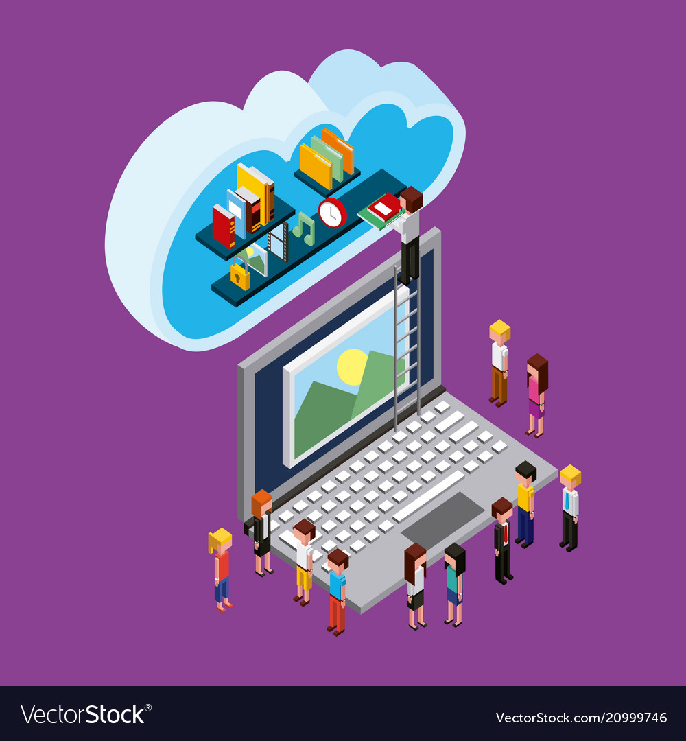 People cloud computing storage Royalty Free Vector Image