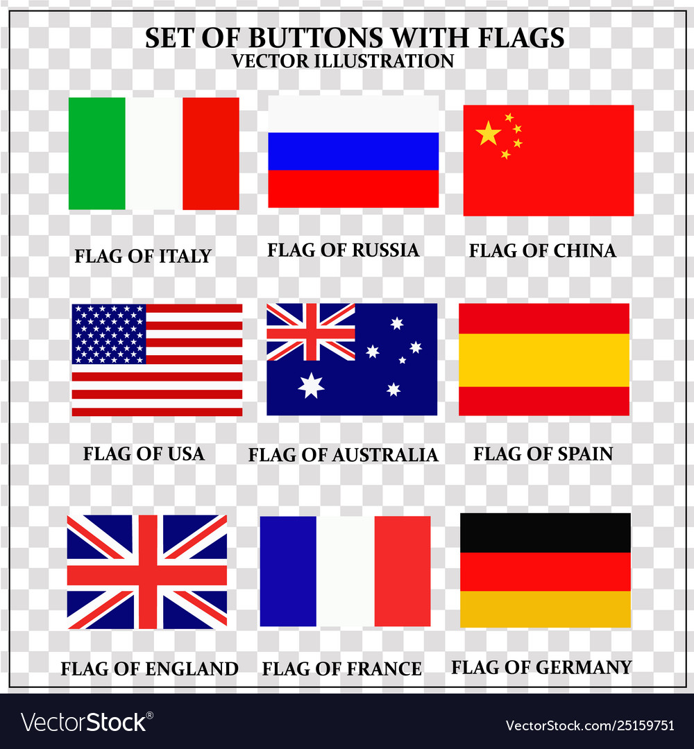 Buttons with flags Royalty Free Vector Image - VectorStock