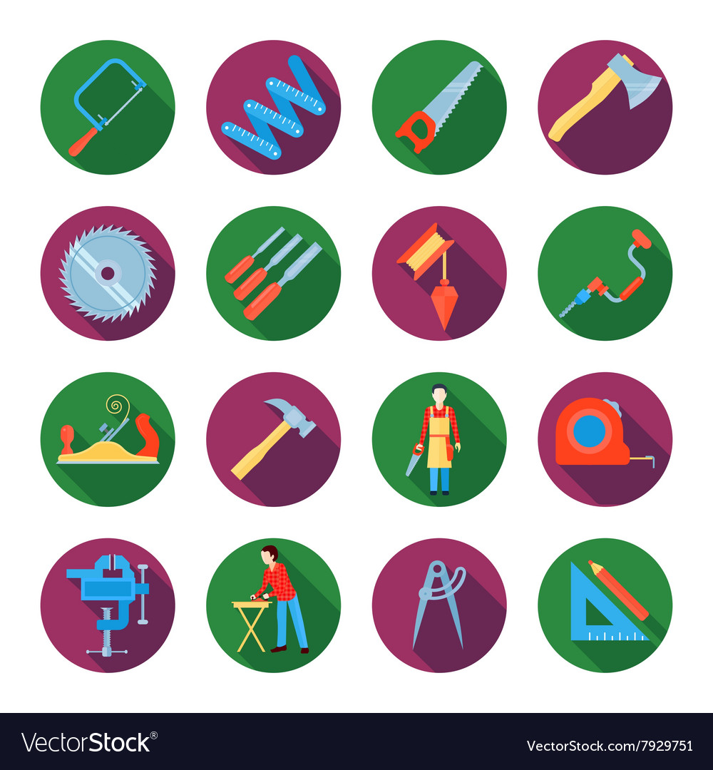 Carpentry icons set Royalty Free Vector Image - VectorStock