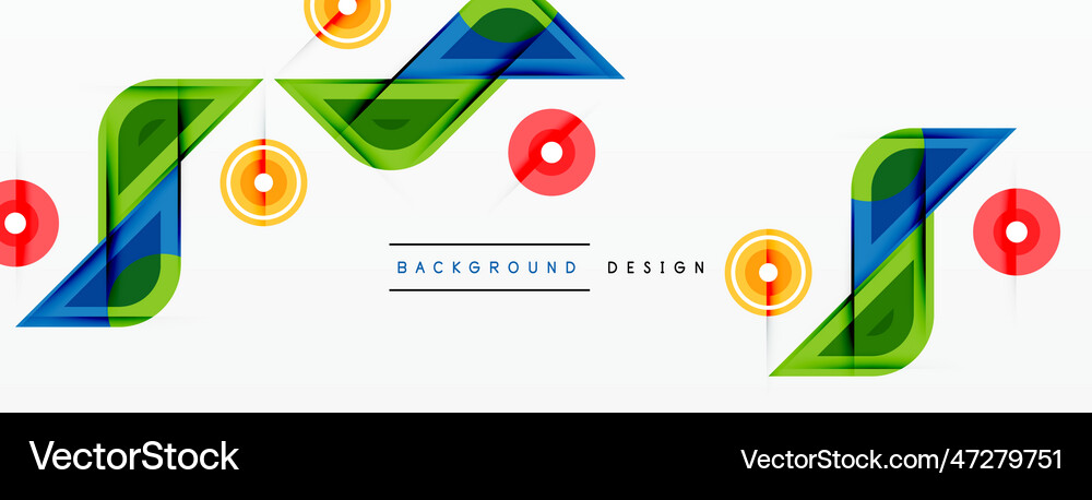 Colorful triangles and round shapes background Vector Image