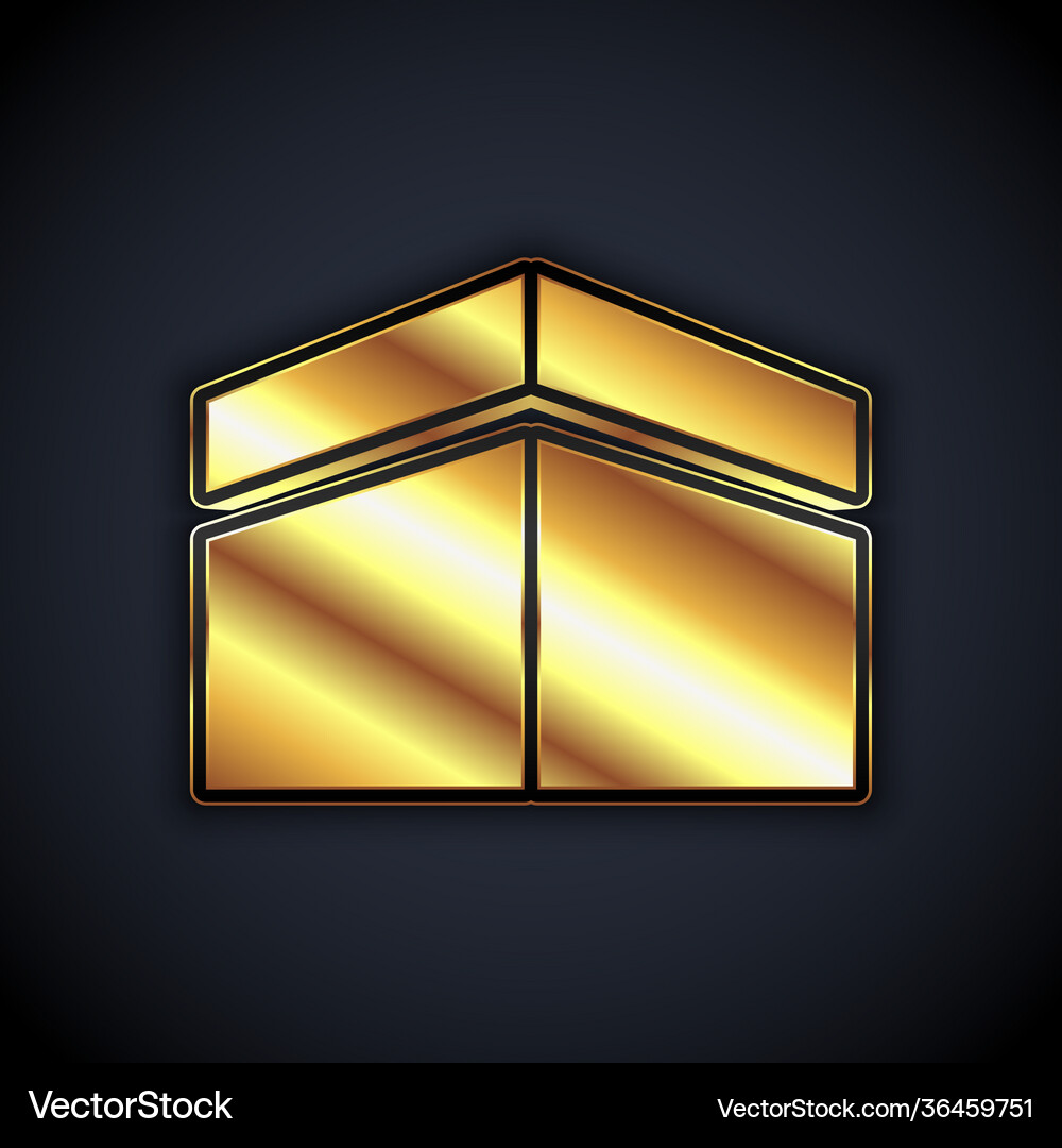 Gold kaaba mosque icon isolated on black Vector Image