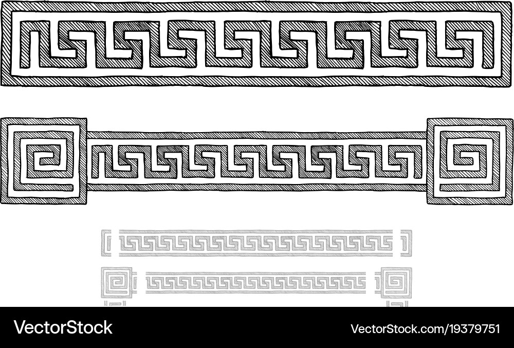 Greek meander border ornaments Royalty Free Vector Image