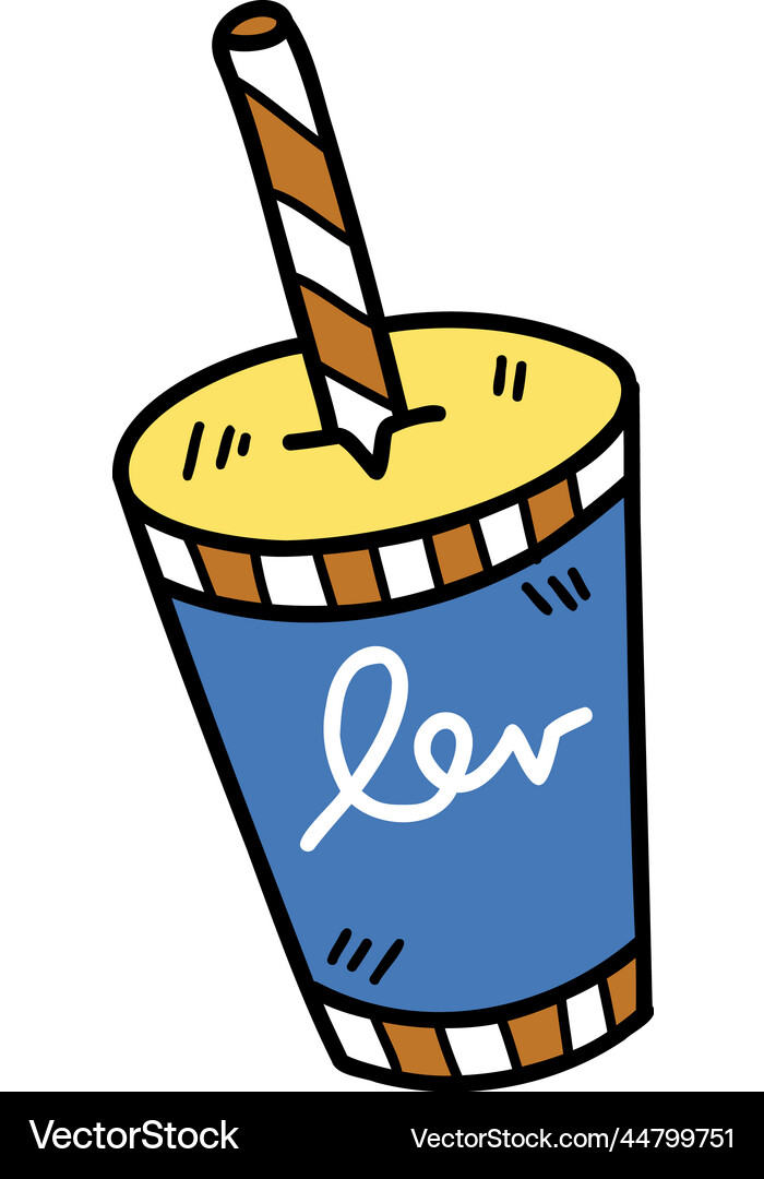 Hand drawn paper cups and straws Royalty Free Vector Image