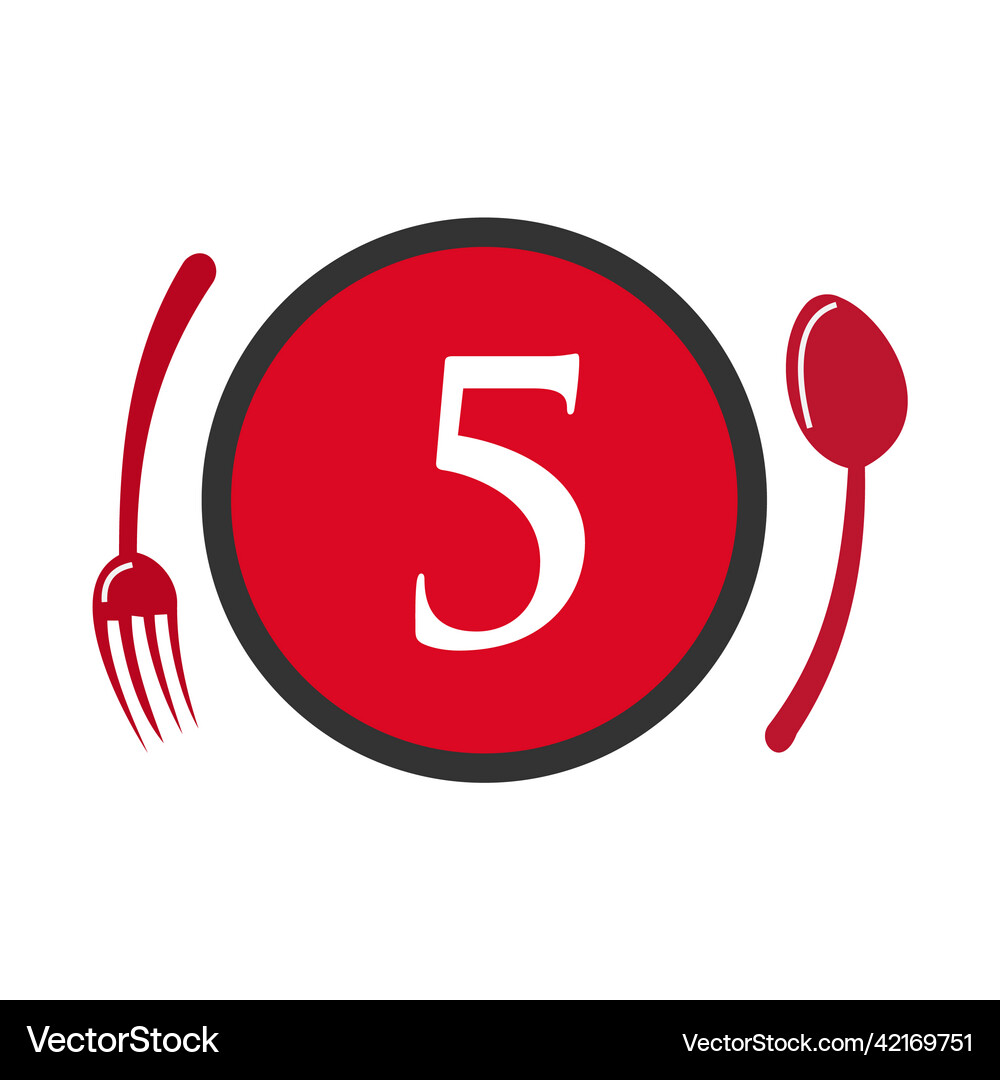 Letter 5 restaurant logo restaurant logotype Vector Image