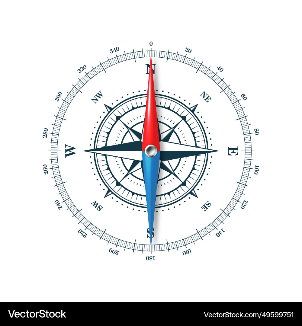 Marine compass nautical wind rose with cardinal Vector Image