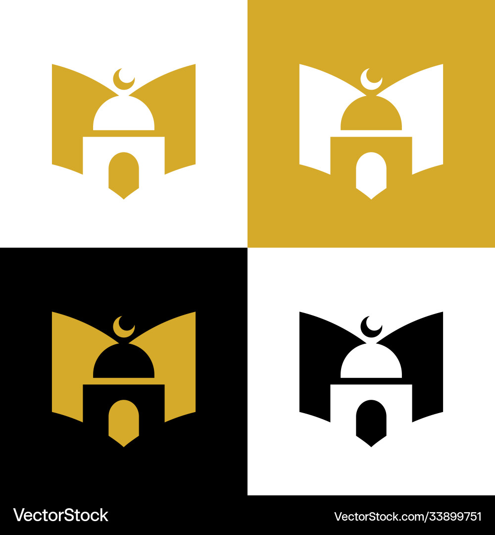 Moslem book logo design islam learn icon Vector Image