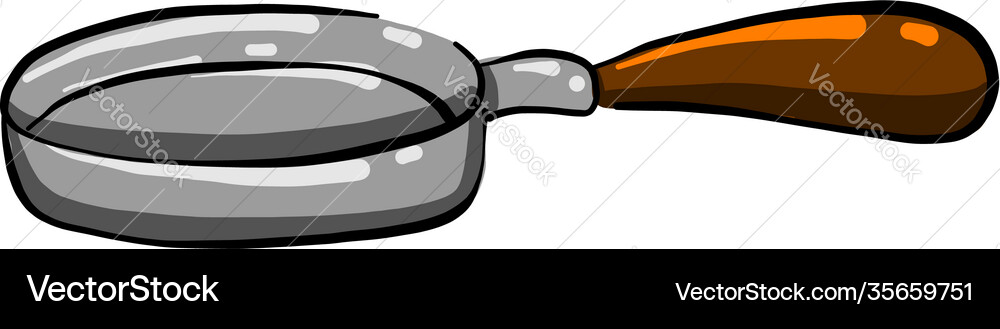 Pan with wooden handle on white background Vector Image