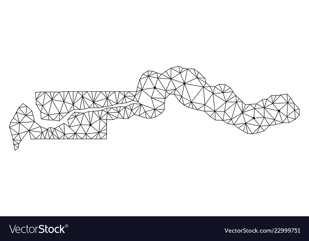 Polygonal wire frame mesh map of the gambia Vector Image